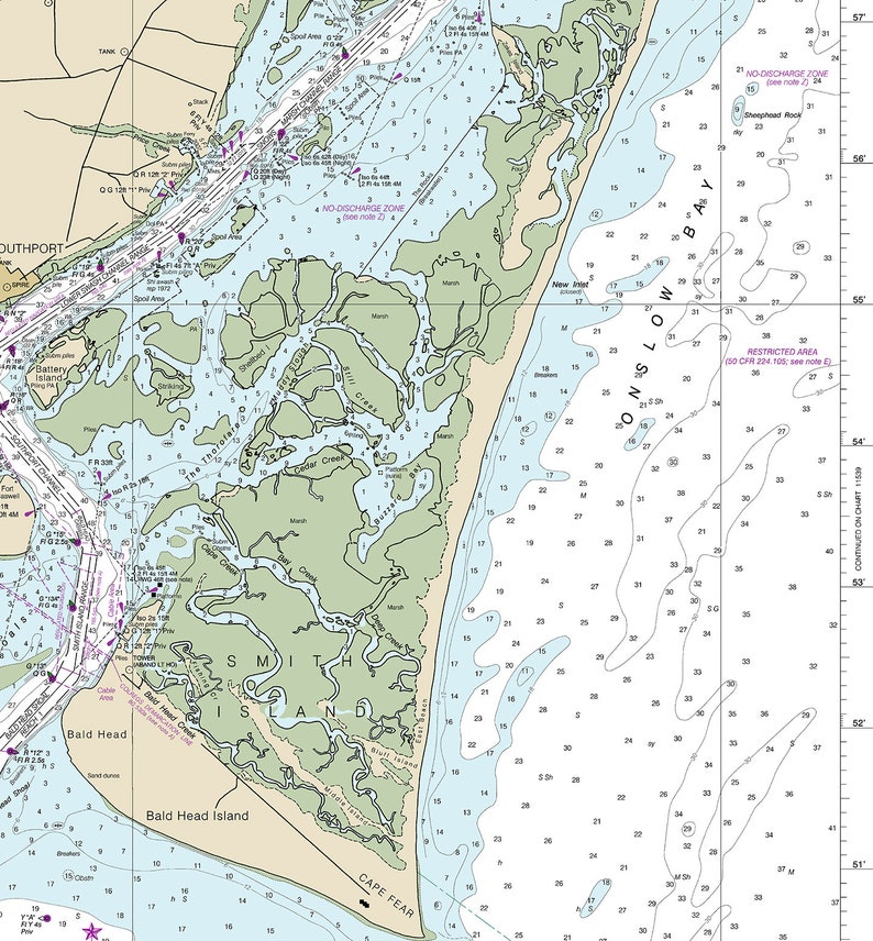 Nautical Charts of Cape Fear River to Wilmington North - Etsy