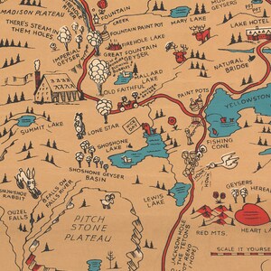 Map of Yellowstone National Park. Home Deco Style Old Wall Map. Vintage ...