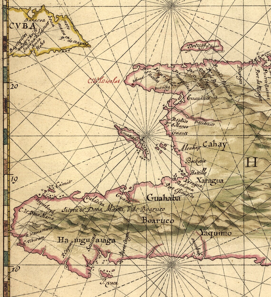 Map of the Puerto Rico 1639. Vintage Home Deco Style Old Wall - Etsy