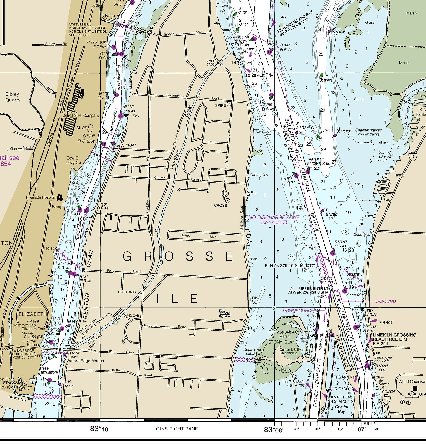 Nautical Charts of Detroit River. Michigan. Great Lakes. Lake - Etsy