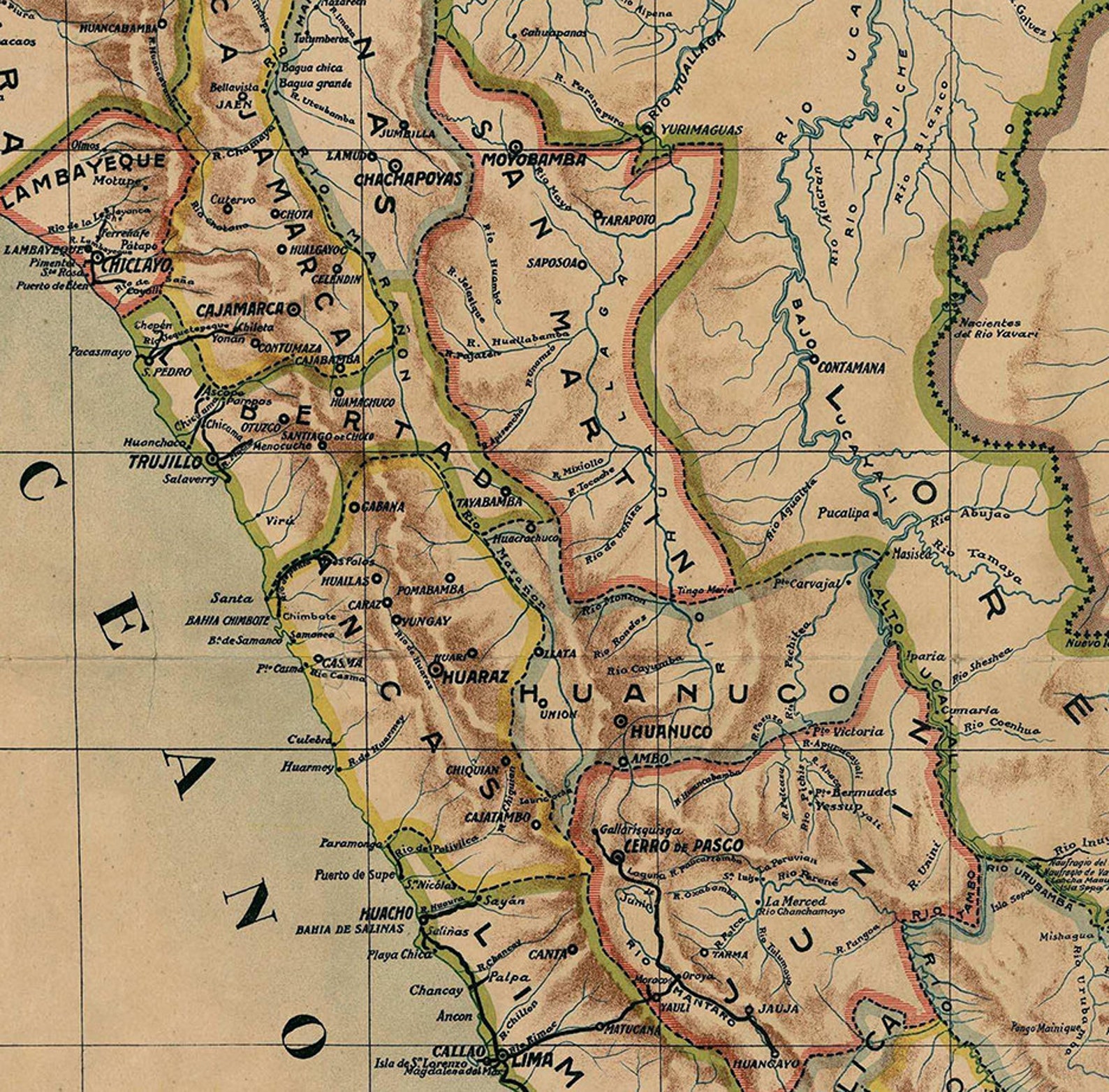Map of Peru 1818. Vintage Restoration Hardware Home Deco | Etsy