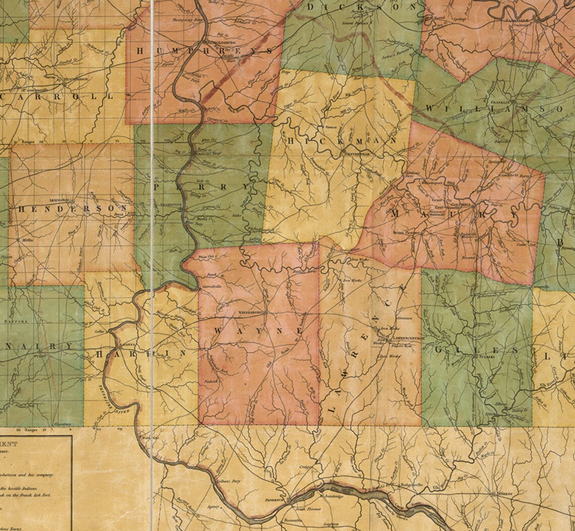 Map of Tennessee, 1832. Vintage Restoration Hardware Home Deco Style ...