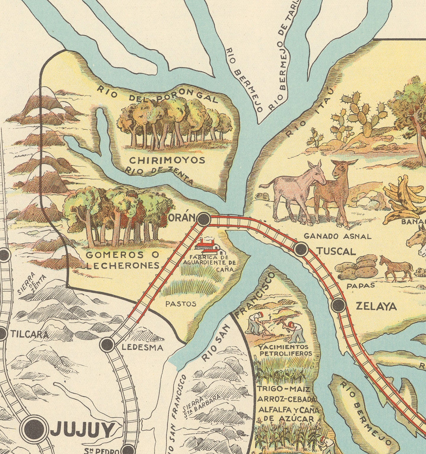 Pictorial Map of Salta. Argentina. Vintage Home Deco Style Old - Etsy