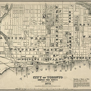 Map of Toronto, Ontario, Canada in 1886. Restoration Hardware Home Deco ...
