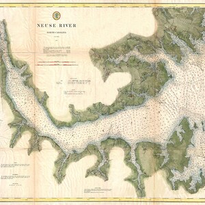 Nautical Charts of Neuse River, North Caroline, NC 1874. Restoration ...