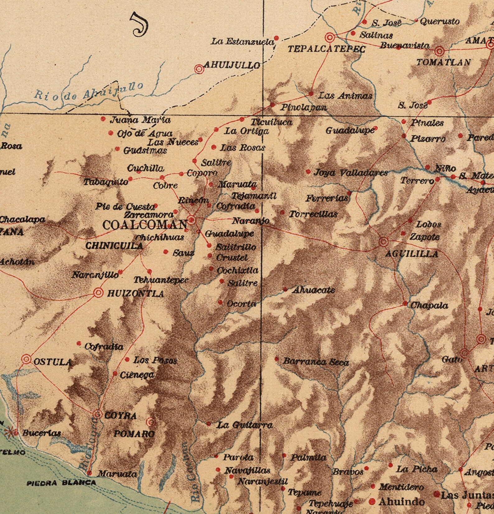 Map of Michoacan, Mexico, 1922. Vintage Restoration Hardware Home Deco ...