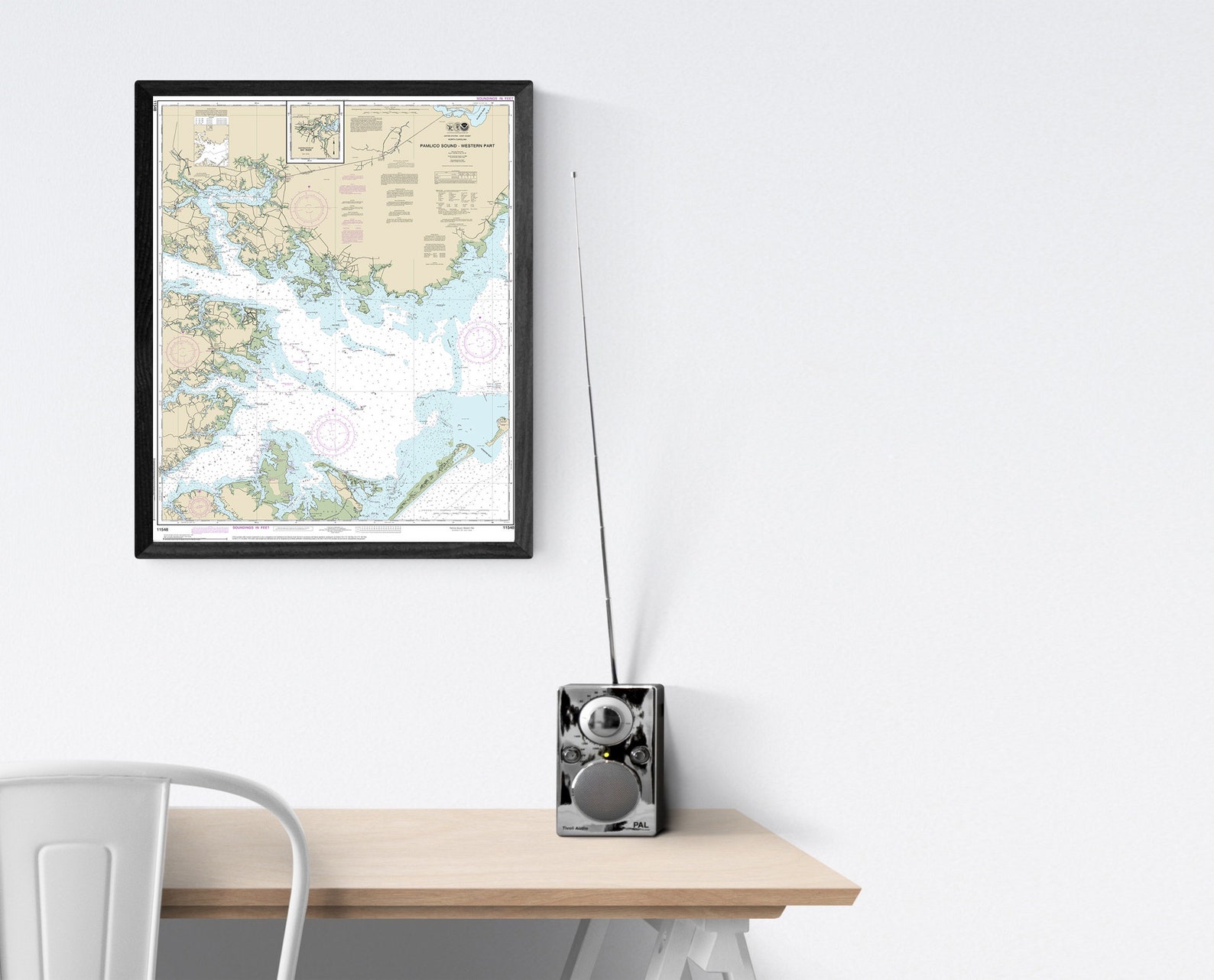Pamlico Sound Western Map – NOAA Nautical Chart 11548 Reproduction ...