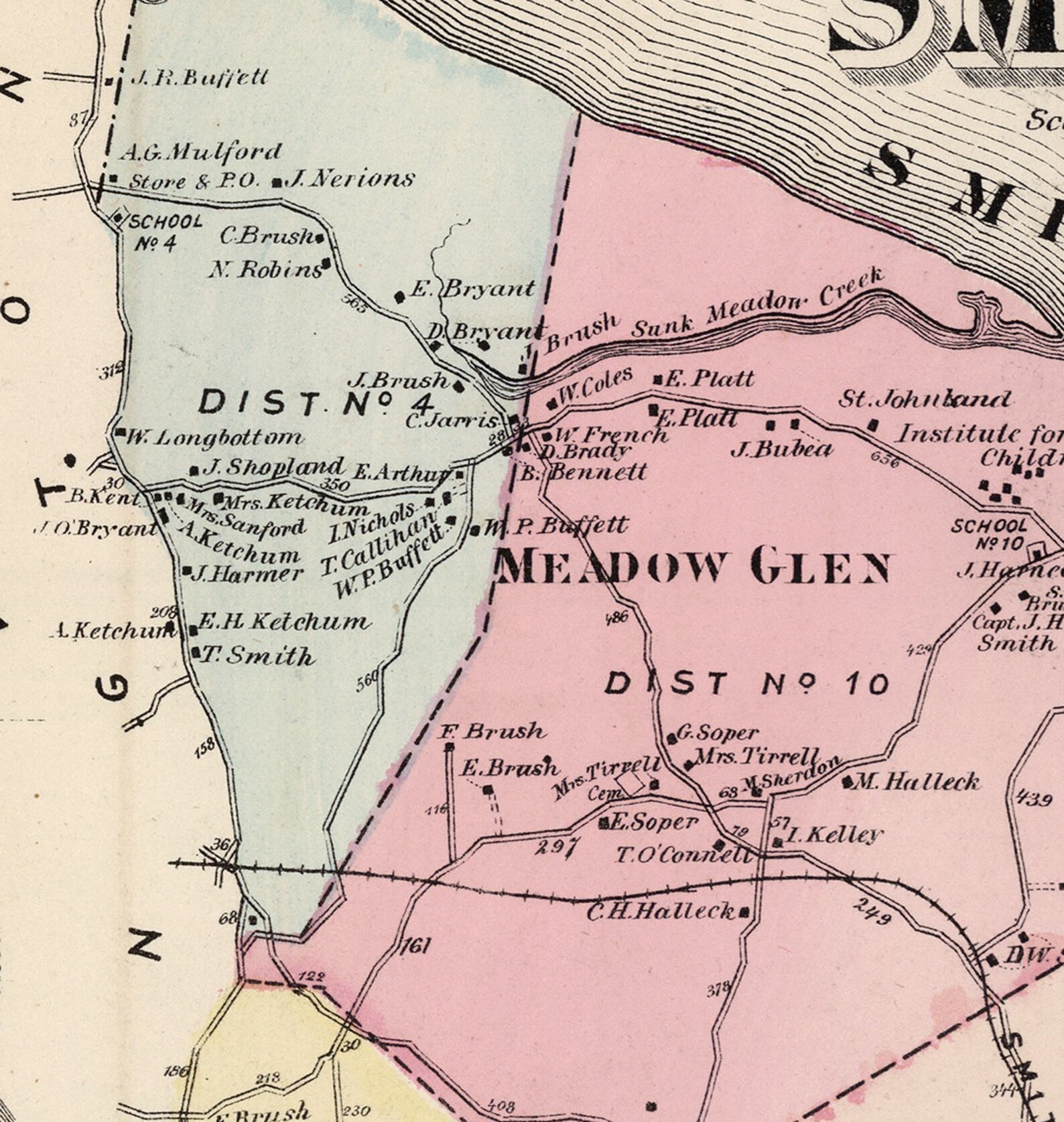 Map of Smithtown, Suffolk County, Long Island, New York NY 1873 ...