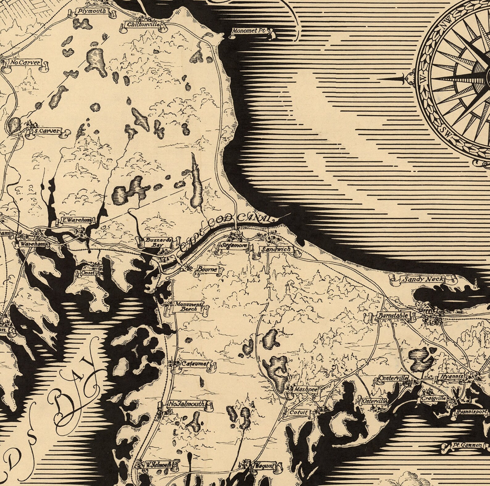 Pictorial Map of Cape Cod: Barnstable County Massachusetts - Etsy