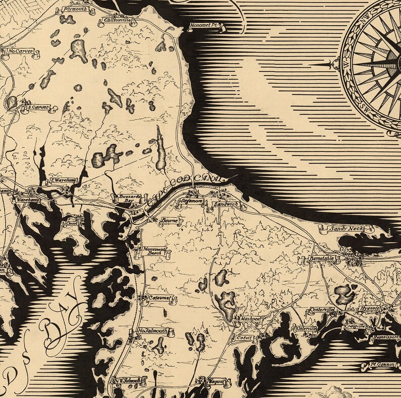 Pictorial Map of Cape Cod: Barnstable County Massachusetts - Etsy