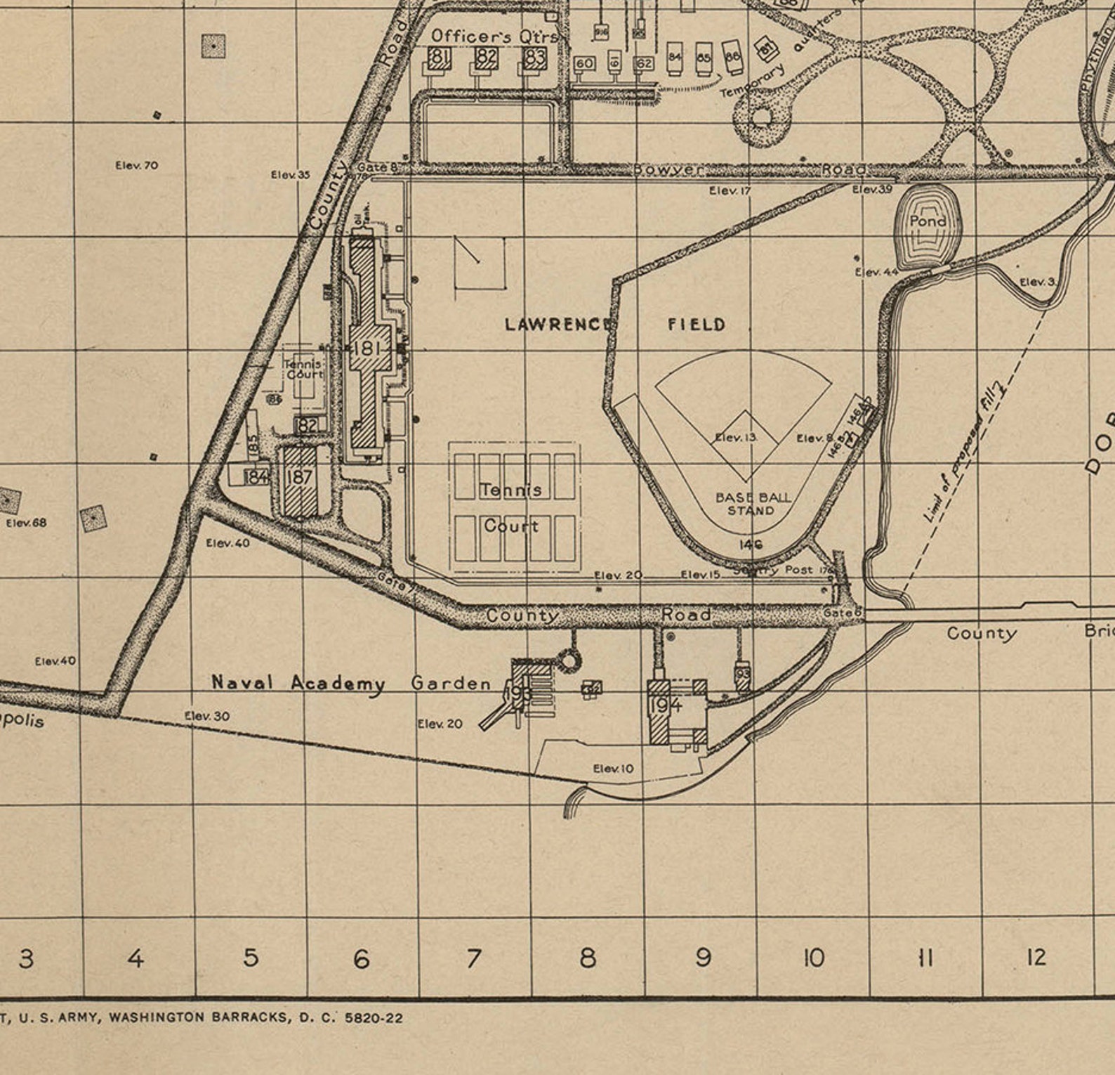Map of US Naval Academy Annapolis, Maryland, 1924. Vintage Restoration ...