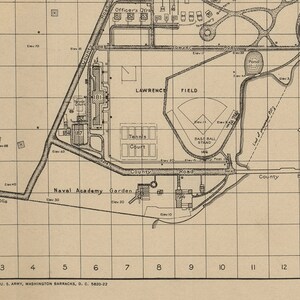 Map of US Naval Academy Annapolis, Maryland, 1924. Vintage Restoration ...