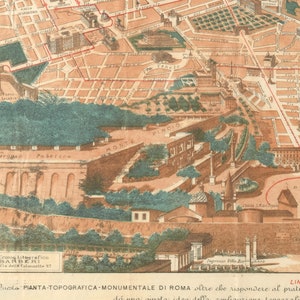 Pictorial Vintage Map of Rome 1800 Pianta-guida Di Roma Indispensabile ...
