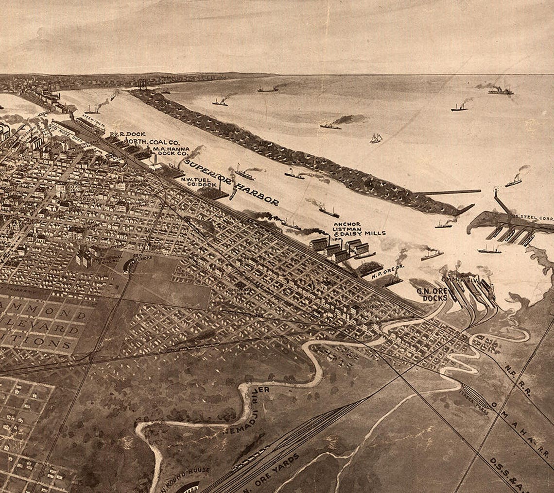 Map of Superior Douglas Co. Wisconsin 1913 WI. Vintage | Etsy