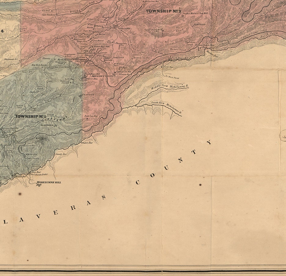 Amador County Map California CA 1866. Vintage Restoration | Etsy