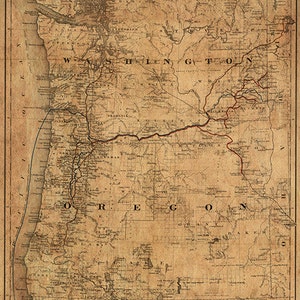 Map of Oregon & Washington State, 1880. Vintage Restoration Hardware ...