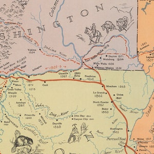 Map of Old Oregon Territory 1848. Vintage Home Deco Style Old Wall ...