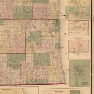 Map of Sanilac County, Michigan. 1876 Vintage Home Deco Style Old Wall ...