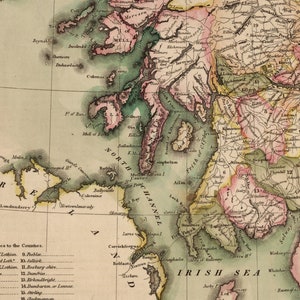 Map of Scotland 1814. Vintage Restoration Hardware Home Deco Style Old ...