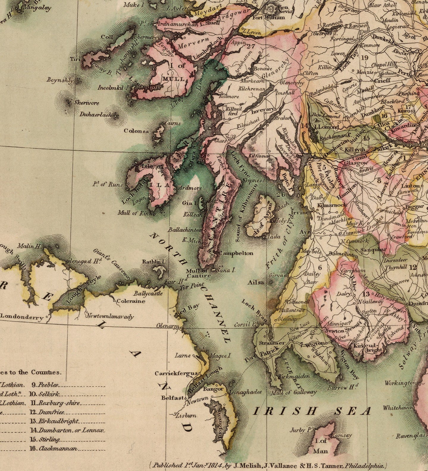 Map of Scotland 1814. Vintage Restoration Hardware Home Deco Style Old ...