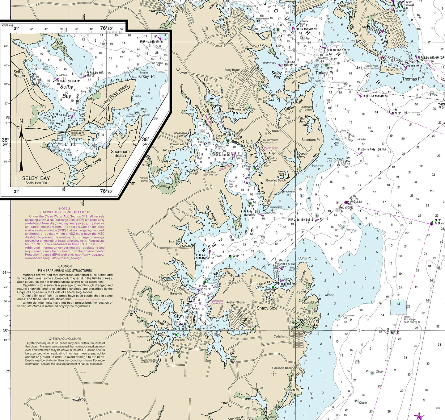 NOAA Nautical Charts of Chesapeake Bay Eastern Bay and South - Etsy