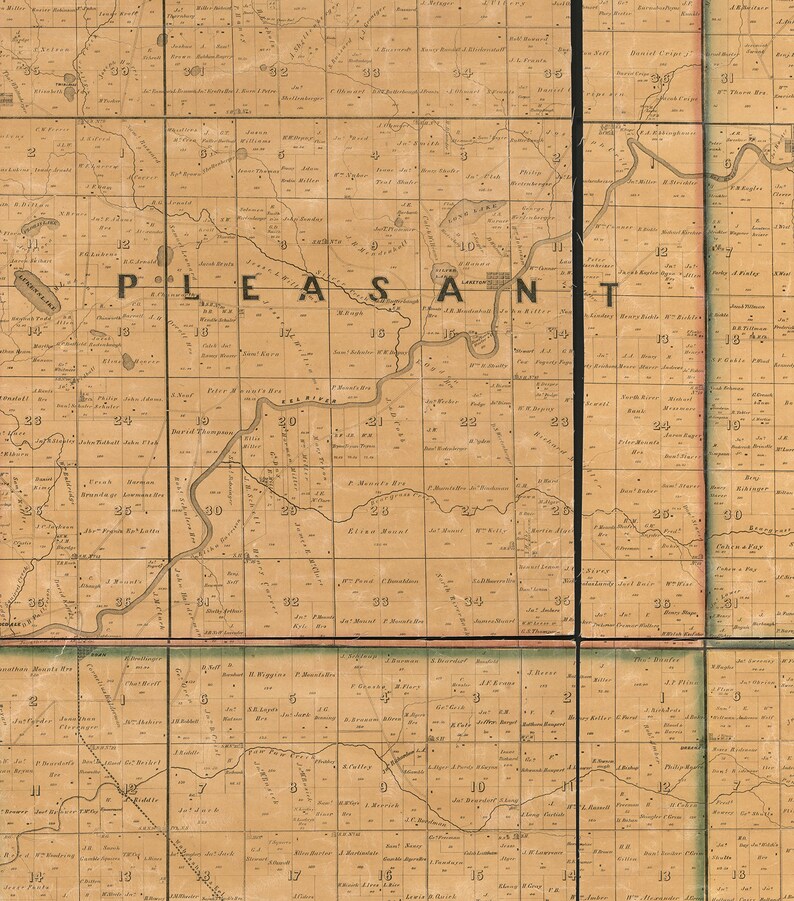 Map of Wabash County Indiana. 1861. Vintage Restoration | Etsy