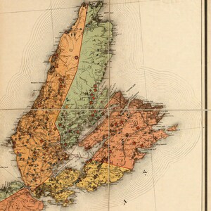 Mineral Map of Nova Scotia, Canada 1889. Home Deco Style Old ...