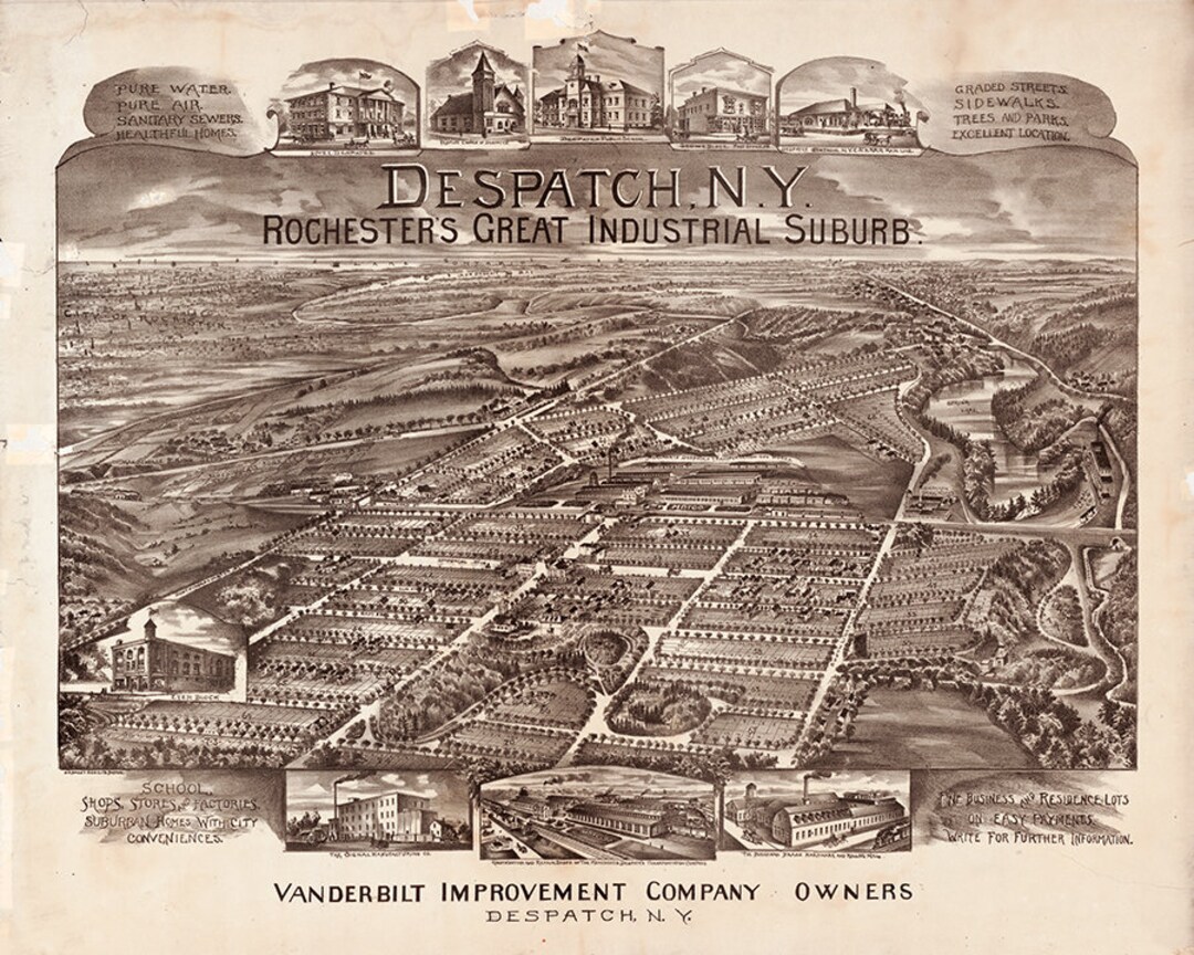 Map of Despatch (east Rochester), Monroe County, New York, NY 1890 Home ...