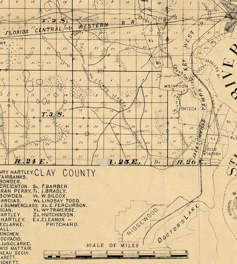 Map of Duval County, Florida 1885. Restoration Hardware Home Deco Style ...