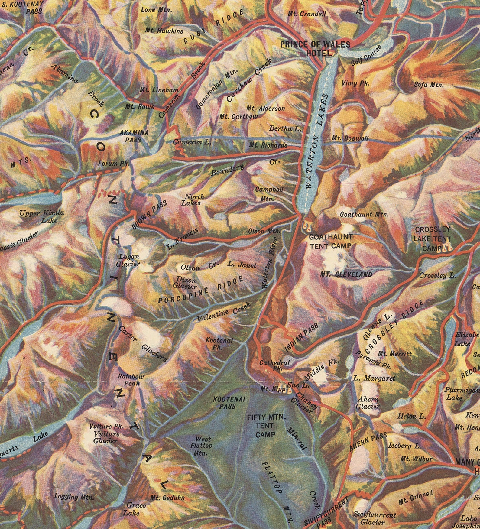 Great Northern Railway Aeroplane Map Glacier National Park - Etsy