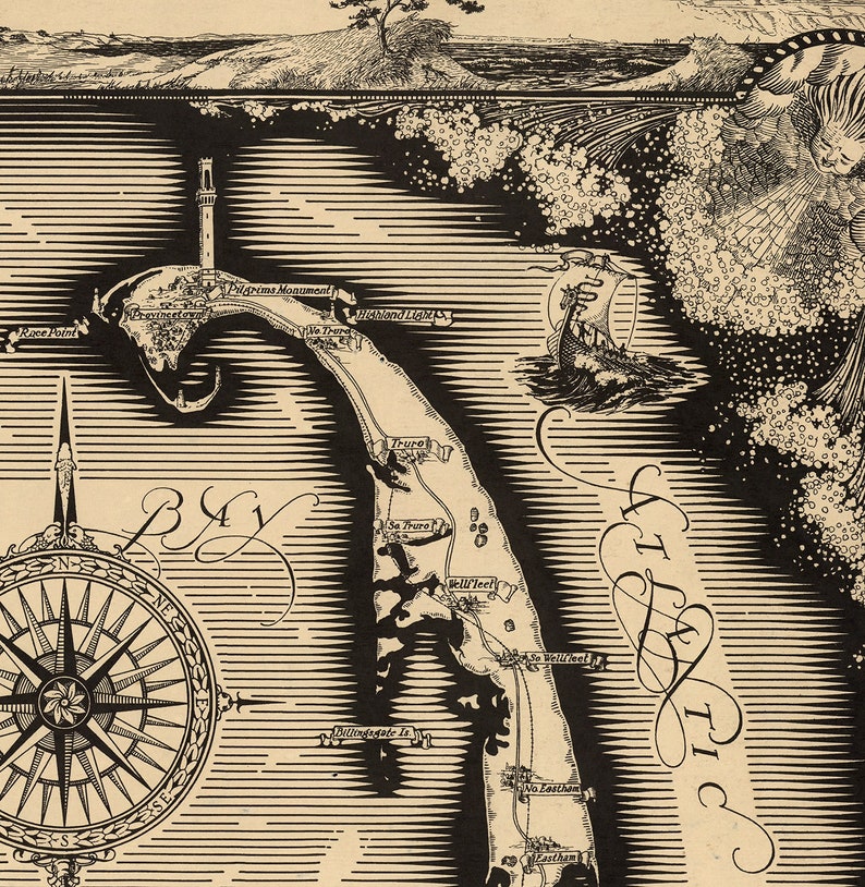 Pictorial Map of Cape Cod: Barnstable County Massachusetts - Etsy