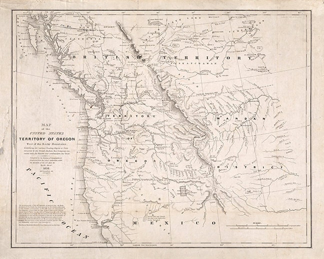 Map of Oregon Territory west of the Rocky Mountains. Vintage | Etsy