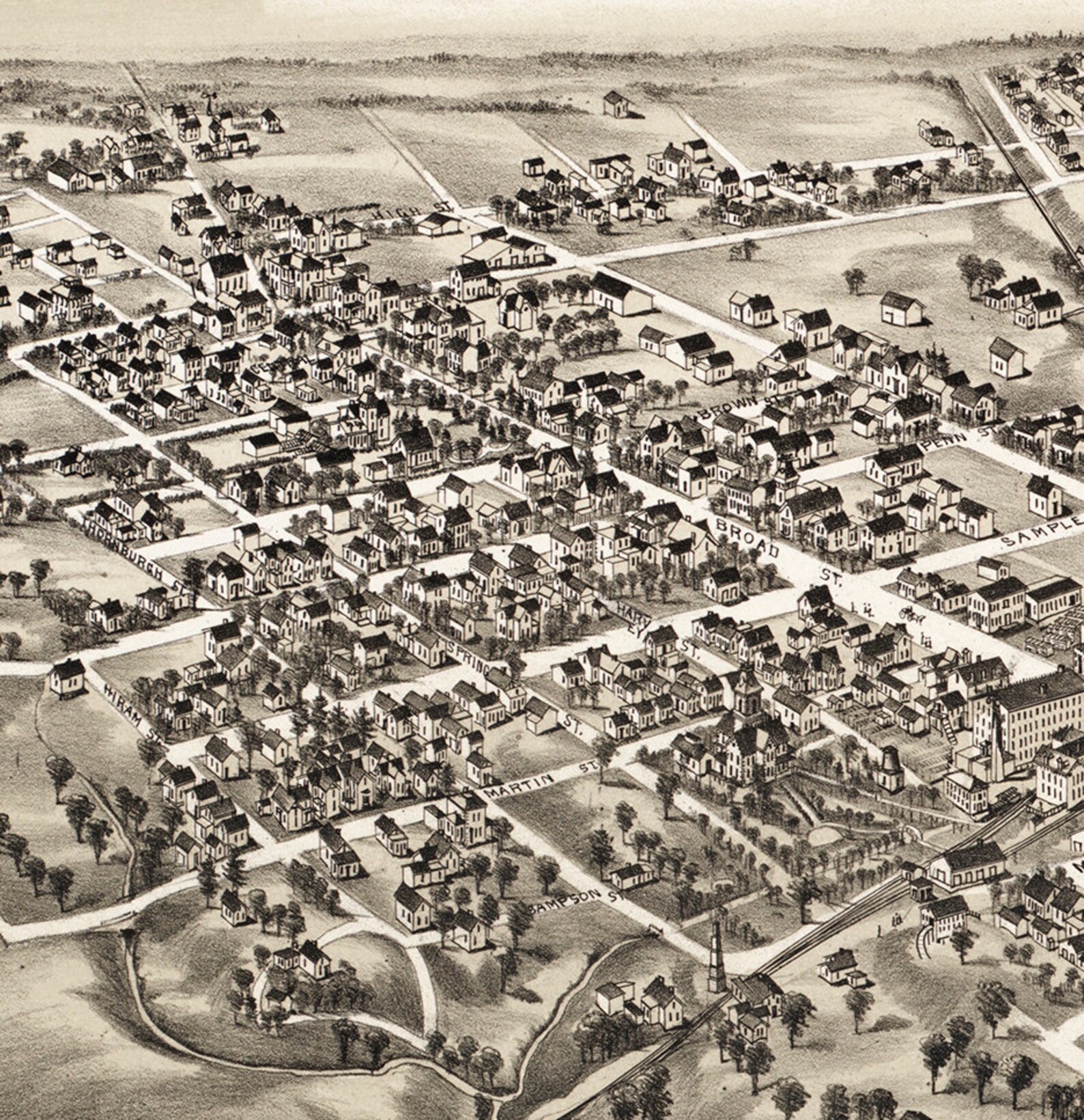 Map of New Castle, Henry Co., Indiana IN. 1884. Vintage Restoration ...