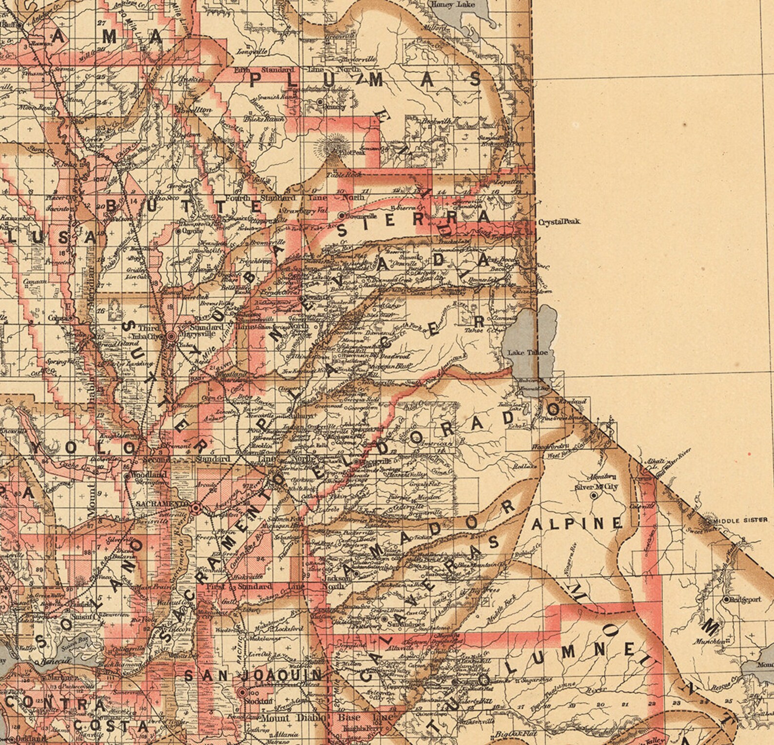 Map of California, 1876. Vintage Restoration Hardware Home Deco Style ...