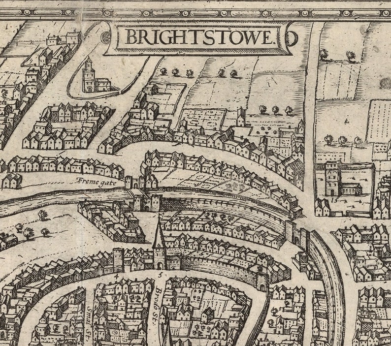 Map of Bristol and Clifton England U.K. 1581. Restoration - Etsy