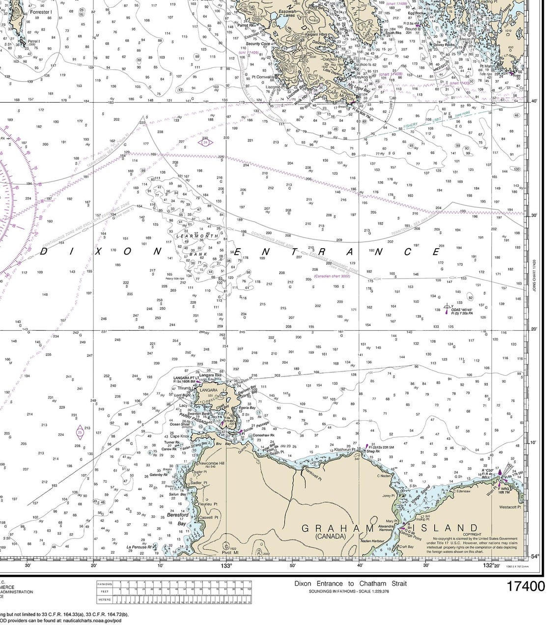 NOAA Nautical Charts of Dixon Entrance to Chatham Strait. Alaska and ...