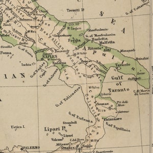Map of Italy, 1880. Vintage Home Deco Style Old Wall Reproduction Map ...