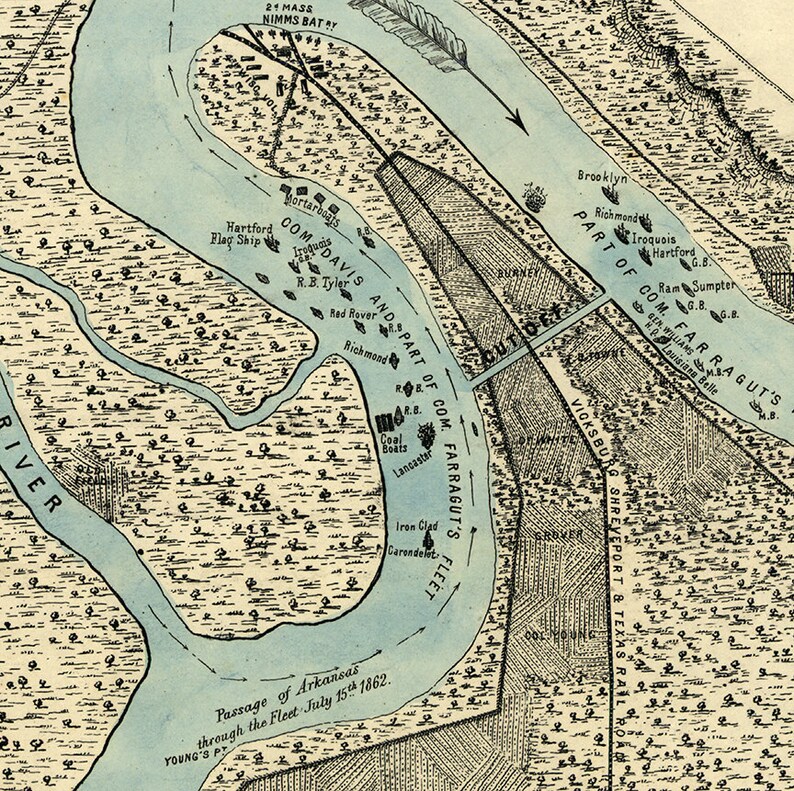 View of Vicksburg Warren Co. Mississippi MS. 1863. Vintage - Etsy