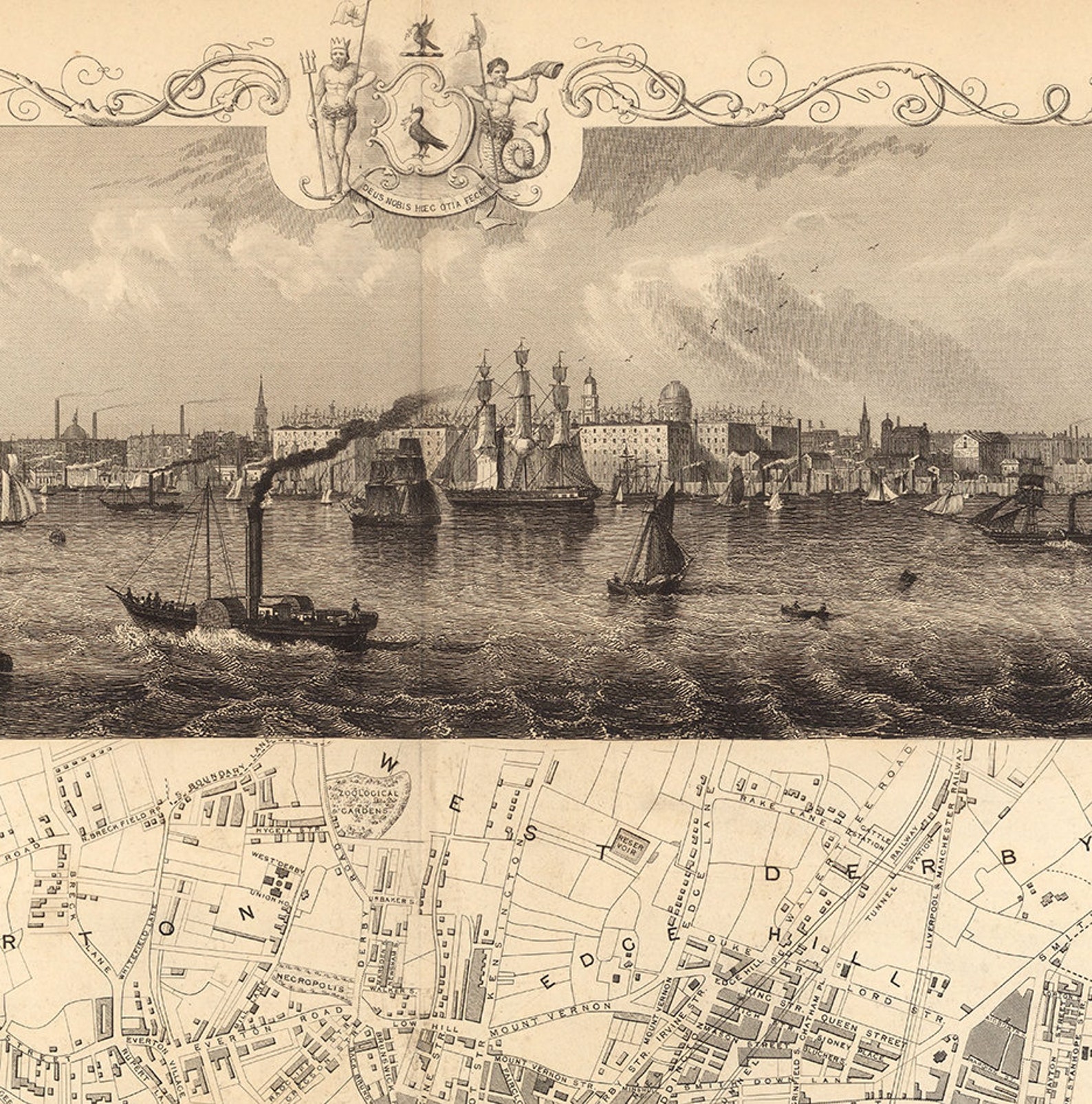 Map of Liverpool England U.K. 1851. Restoration Hardware Home | Etsy