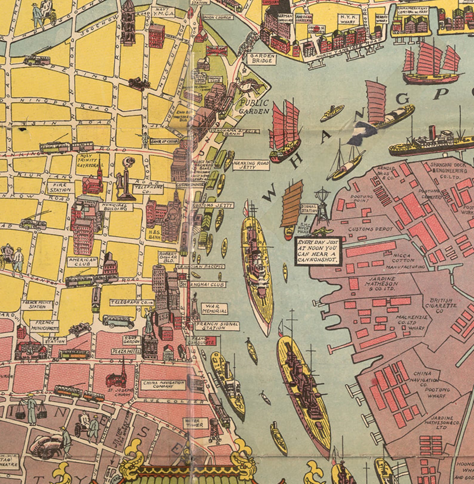 The Historic Pictorial Map of Shanghai China 1935. Vintage - Etsy