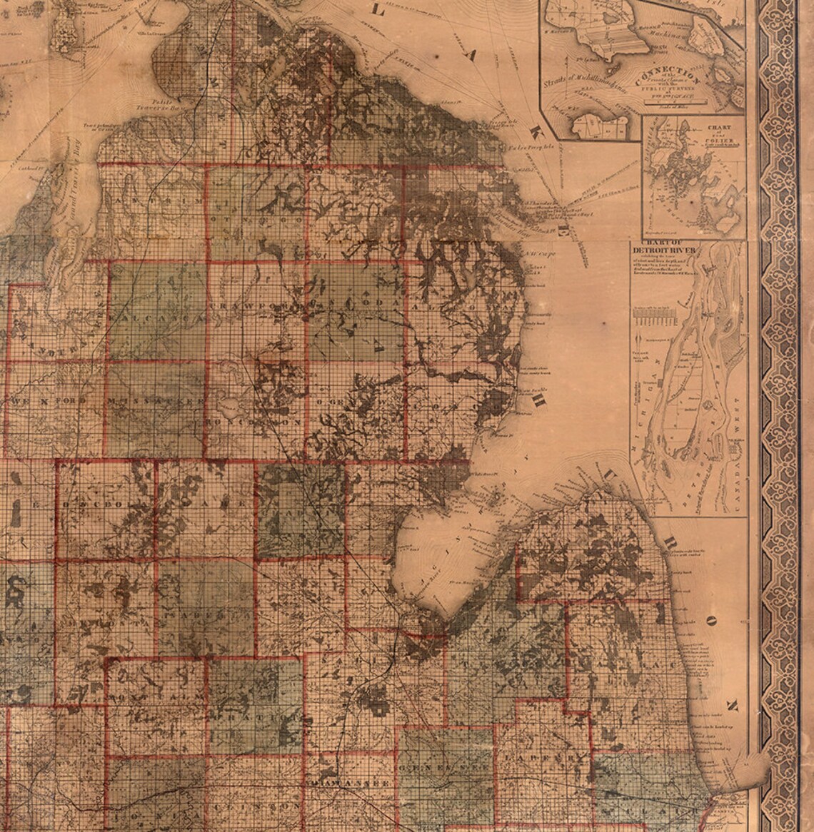 Map of the States of Michigan and Wisconsin With Lake Superior and ...