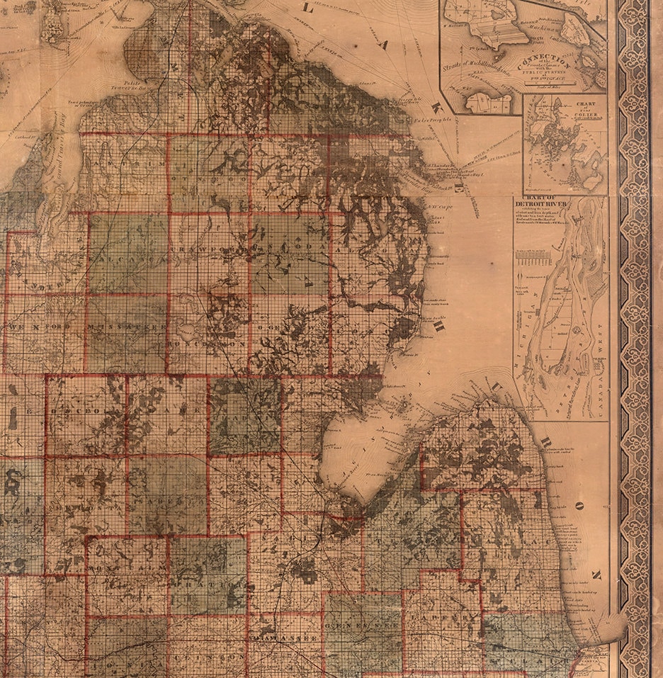Map of the States of Michigan and Wisconsin With Lake Superior and ...