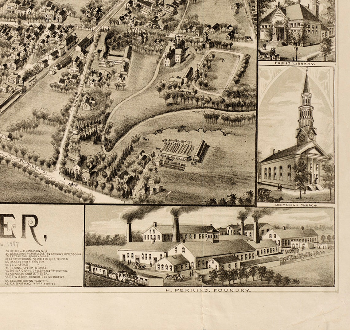 Map of Bridgewater Plymouth County Massachusetts MA. | Etsy