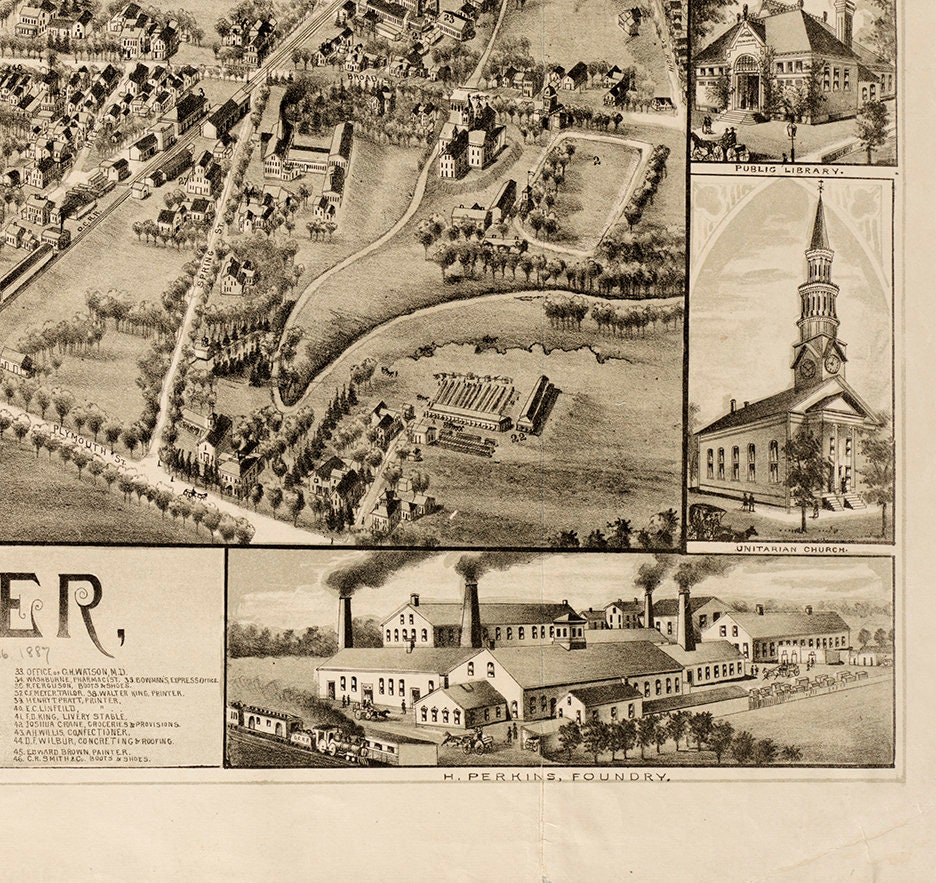 Map of Bridgewater Plymouth County Massachusetts MA. - Etsy