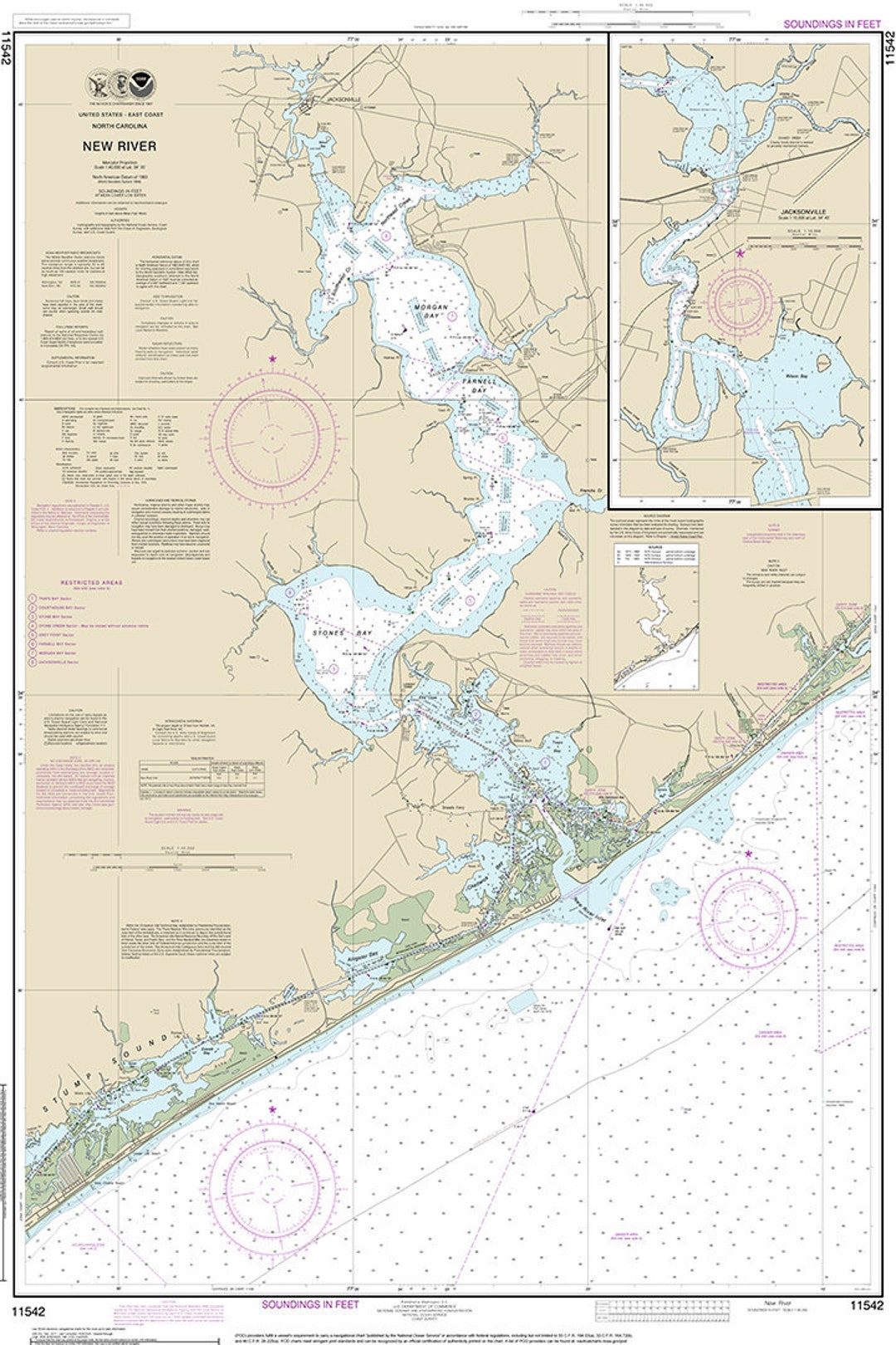 Nautical Charts of New River in North Carolina. 11542 Morgan Bay ...