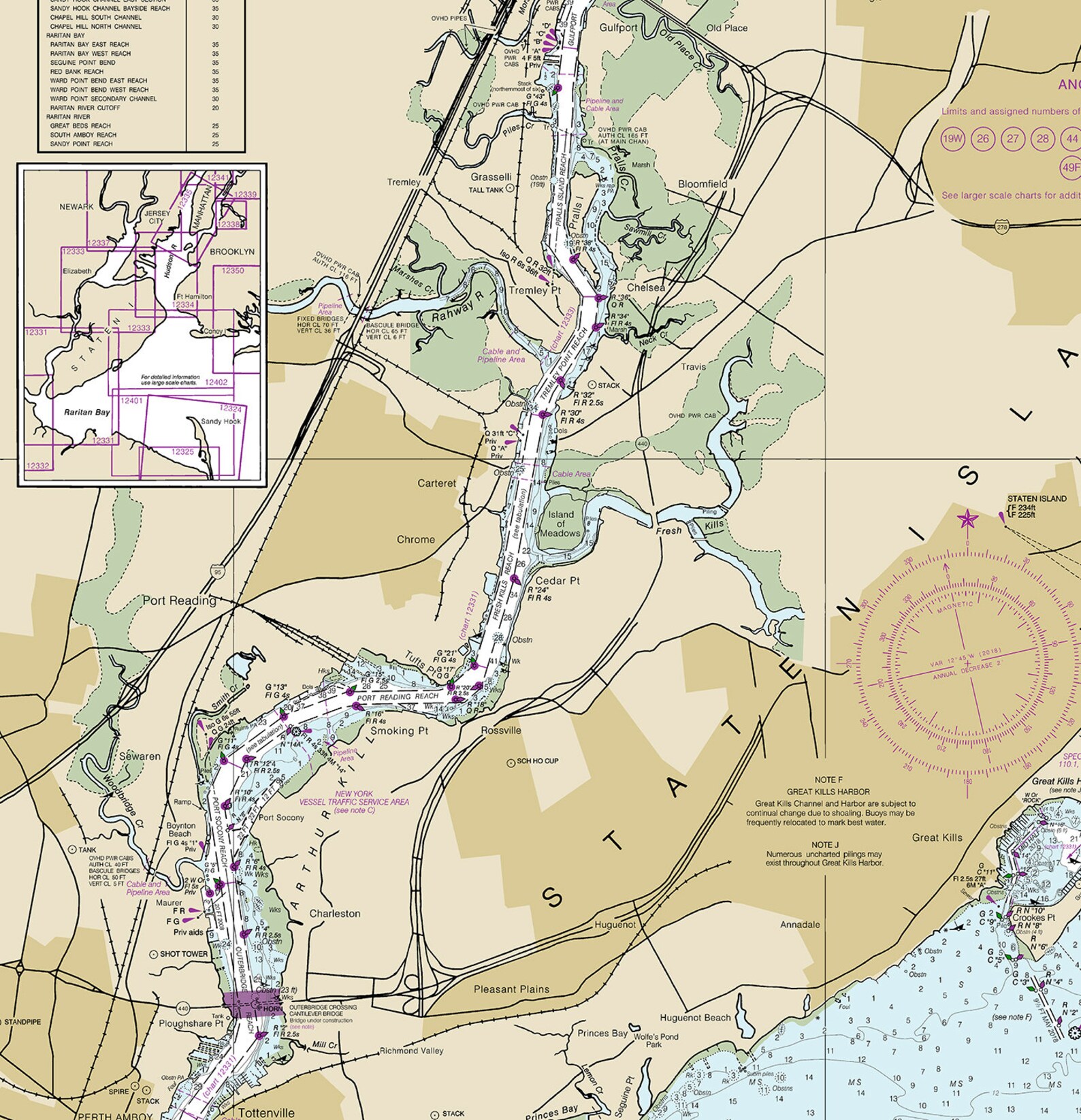 Nautical Charts of New York Harbor 12327 Staten Island. - Etsy