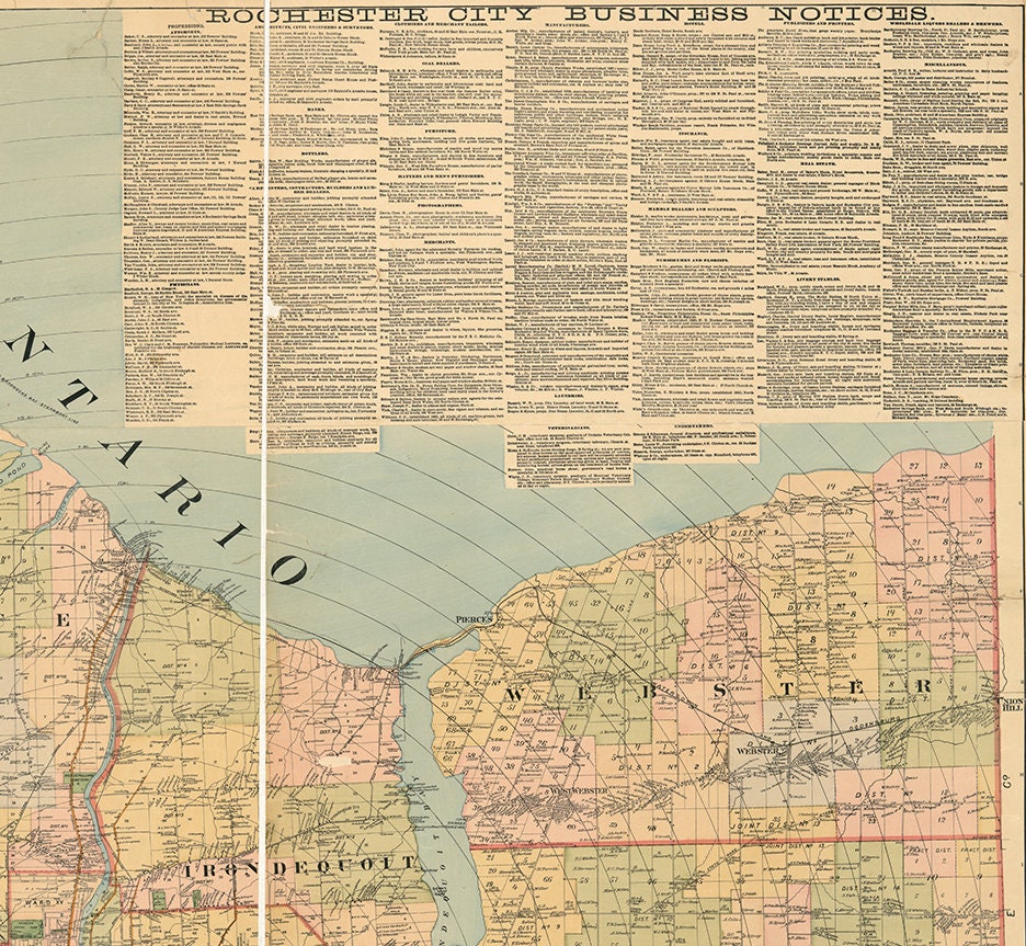 Map of Monroe County New York NY 1887 Restoration Hardware | Etsy