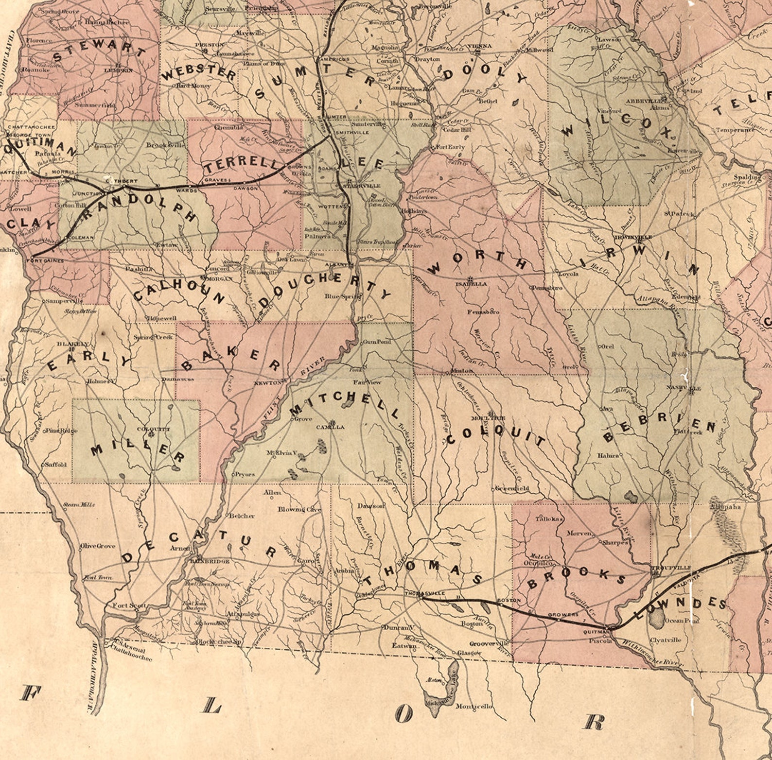 Map of State of Georgia. 1864 Vintage Restoration Hardware - Etsy