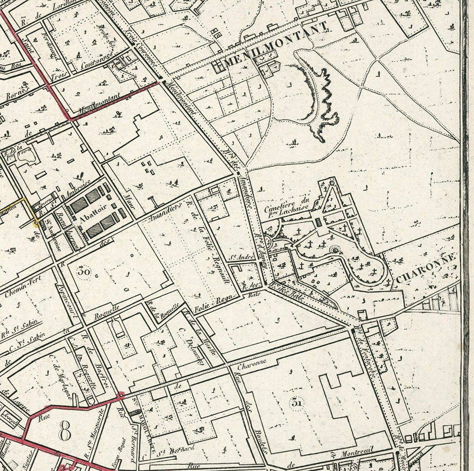 Map of Paris France 1820. Restoration Hardware Home Deco | Etsy