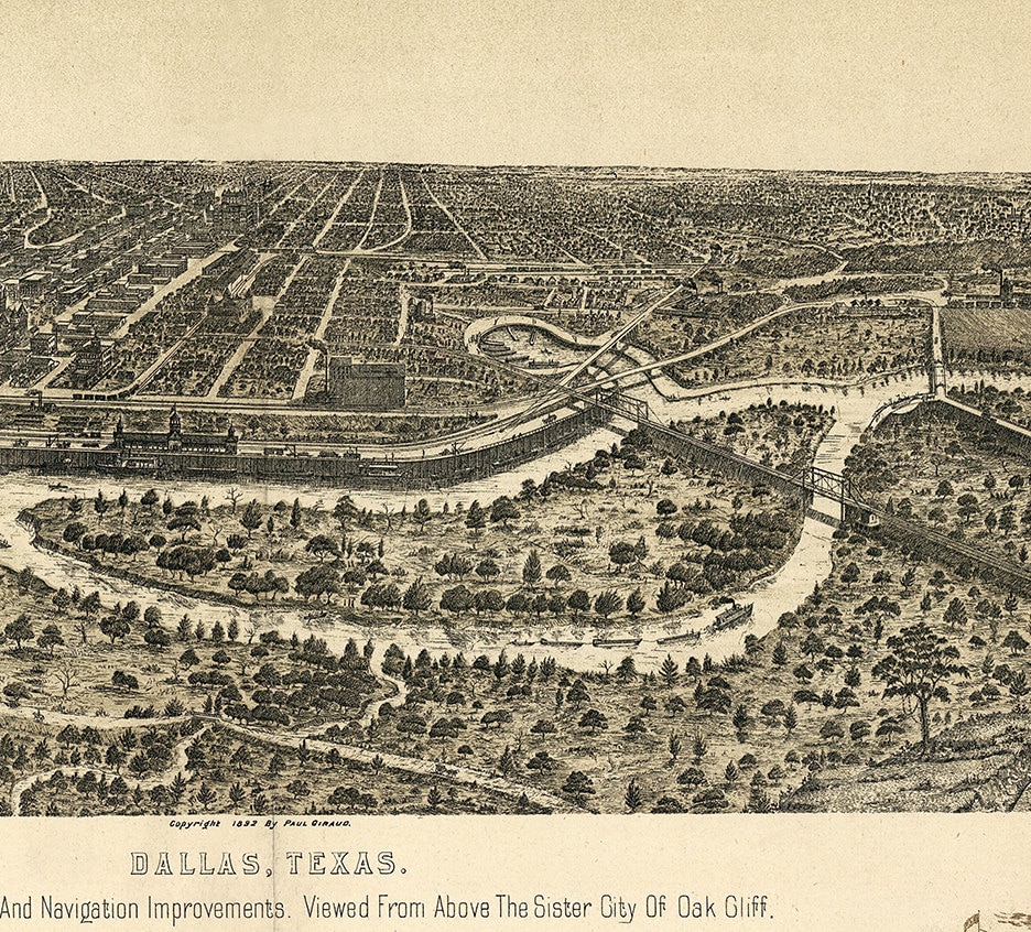 Map of Dallas Texas 1892 Viewed From City of Oak Cliff. - Etsy